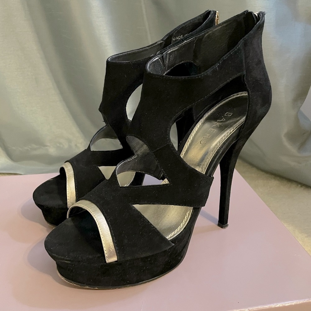 Gold & Black Platform Stiletto Heels By Bakers - Gem